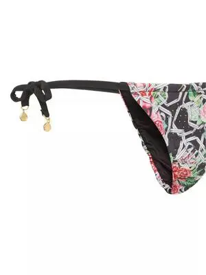 Philipp Plein Floral Print Bikini Bottoms With Crystal Embellishments