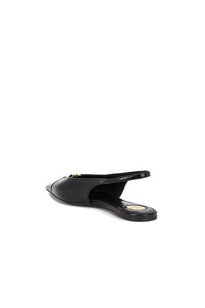 Saint Laurent Babylone Slingback Flat In Calfskin Leather - Nero