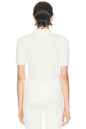 SPORTY & RICH Src Ribbed Polo Top - Ecru
