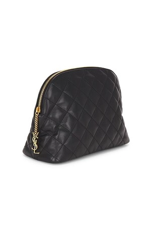 Saint Laurent Quilted Cosmetic Pouch With Gold-tone Hardware