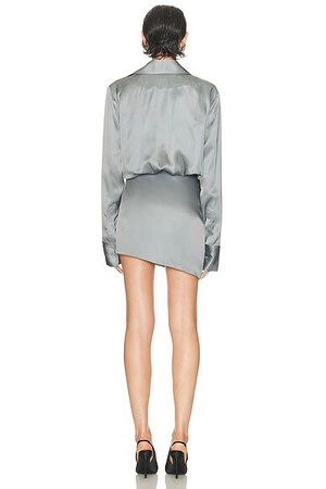 Attico Satin Mini Dress - Grey