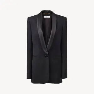 Chloé Tuxedo Jacket In Wool Grain De Poudre - Black