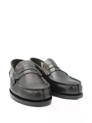 SAXONE OF SCOTLAND Penny Leather Loafers - Black