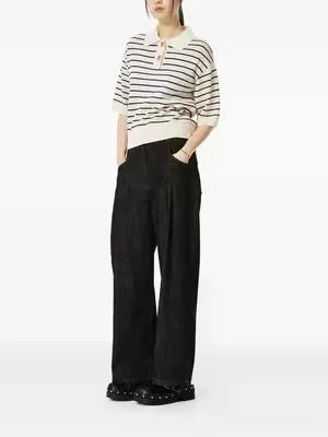 STUDIO TOMBOY Pleated Wide-leg Trousers - Black
