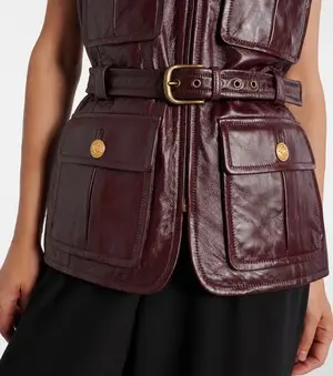 Chloé Belted Leather Vest - Brown