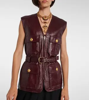 Chloé Belted Leather Vest - Brown
