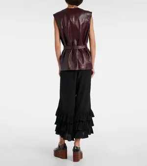 Chloé Belted Leather Vest - Brown