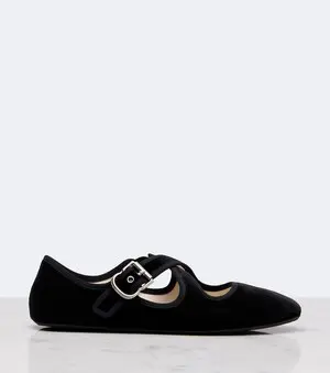 Alaïa Velvet Ballet Flats - Black