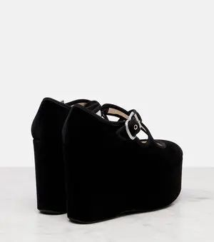 Alaïa Criss-cross Velvet Platform Wedges