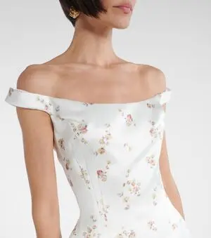 Magda Butrym Floral Off-the-shoulder Silk Mini Dress