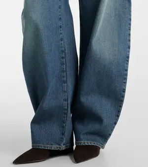 Alaïa High-rise Barrel-leg Jeans In Bleu Mineral