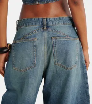 Alaïa High-rise Barrel-leg Jeans In Bleu Mineral