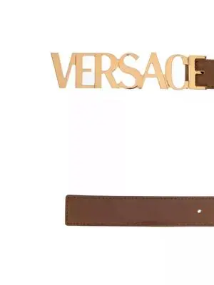 Versace Logo Plaque Leather Belt