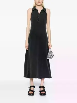 B+AB Sleeveless Midi Dress With Button Fastening And Polo Collar - Grey