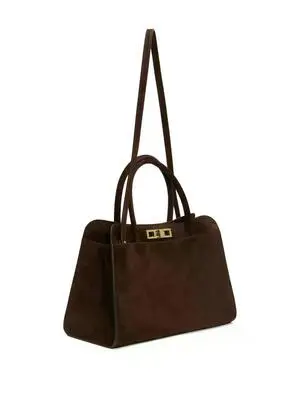 Fabiana Filippi Suede Tote Bag With Clasp Fastening