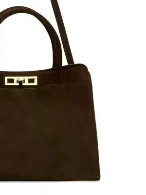 Fabiana Filippi Suede Tote Bag With Clasp Fastening