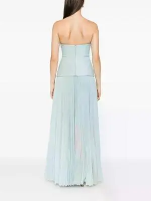 Solace London Britt Strapless Pleated Maxi Dress - Blue