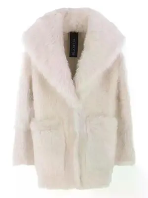 BLANCHA Wide-collar Shearling Coat - Neutrals