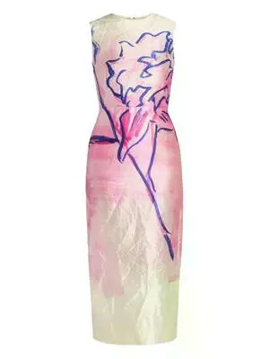 Erdem Floral Print Sleeveless Midi Dress - Pink