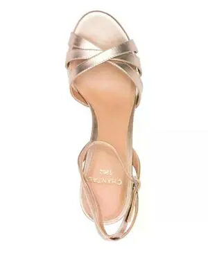 CHANTAL 130mm Leather Platform Sandals - Brown