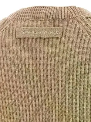 Victoria Beckham Ribbed V-neck Cardigan - Neutrals