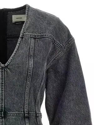 HAIKURE V-neck Denim Mini Dress - Grey