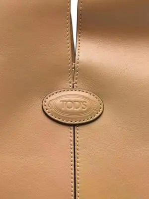 TOD'S Double Handle Leather Tote Bag - Neutrals