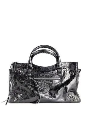 Balenciaga Neo Cagole Leather Shoulder Bag - Grey