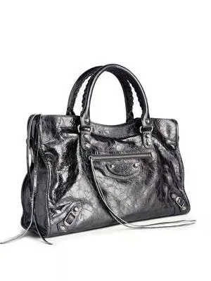 Balenciaga Neo Cagole Leather Shoulder Bag - Grey