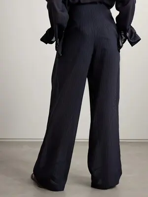 TWP Carrie's Pinstriped Wool Wide-leg Pleated Trousers