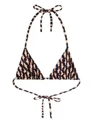 La DoubleJ Fish Print Triangle Bikini Top - Blue