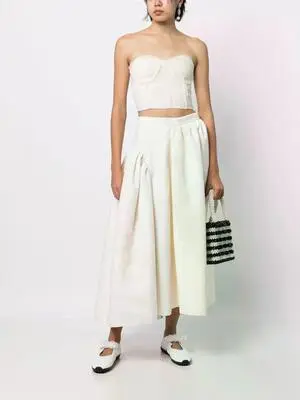 Goen.j Chiffon-trimmed Tweed Bustier Top