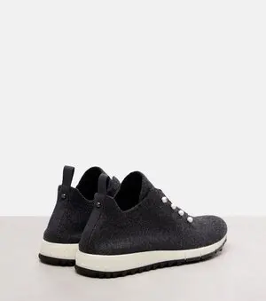 JIMMY CHOO Veles Embellished Cashmere Sneakers