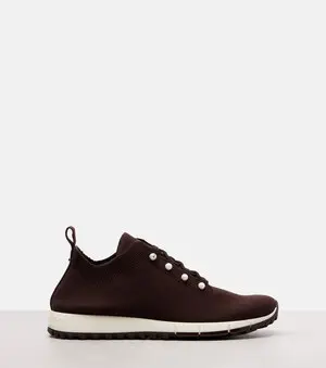 JIMMY CHOO Embellished Cashmere Sneakers - Brown