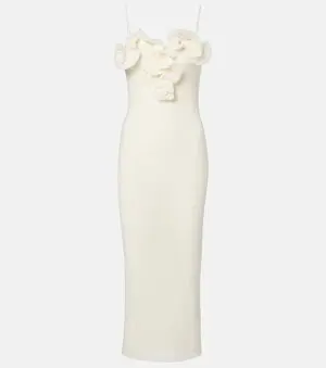 Magda Butrym Floral-applique Crepe Midi Dress - White