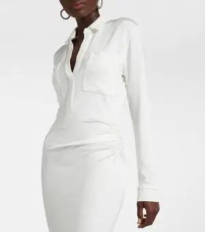 Tove Iana Gathered Jersey Maxi Dress In Ivory - White