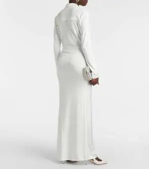 Tove Iana Gathered Jersey Maxi Dress In Ivory - White