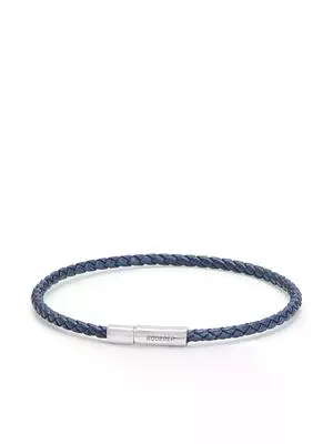 RODERER Matteo Braided Leather Bracelet With Engraved Clasp - Blue