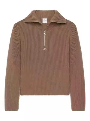 COURREGES Half-zip Ribbed Knit Sweater