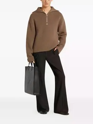 COURREGES Half-zip Ribbed Knit Sweater