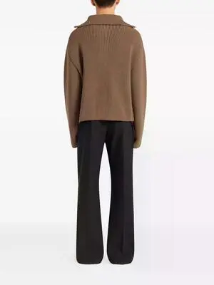 COURREGES Half-zip Ribbed Knit Sweater