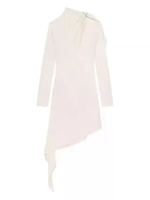 COURREGES Asymmetrical Long-sleeve Draped Dress - Neutrals