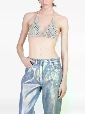 HIBOURAMA Diamond Crystal-embellished Woven Bra - Silver