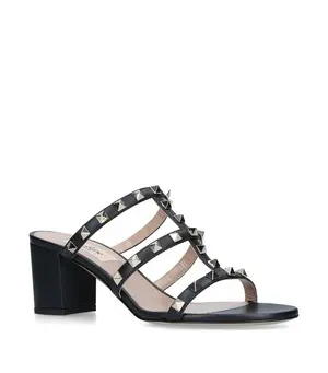 Valentino Garavani Leather Rockstud Mules - Black