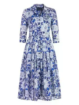 Samantha Sung Audrey Elephant Print Midi Dress - Blue
