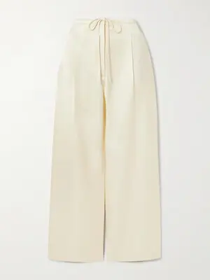 RÓHE Pleated Satin Wide-leg Trousers - Neutrals
