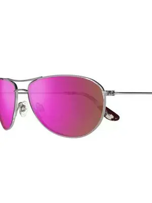 Maui Jim Aviator Sunglasses With Pink Polarised Lenses - Silver