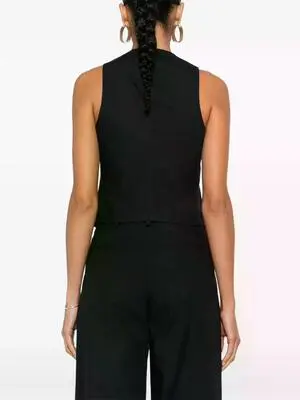 MODES V-neck Poplin Gilet - Black