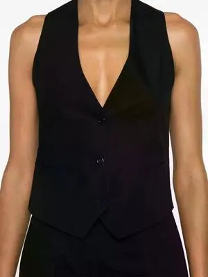 MODES V-neck Poplin Gilet - Black