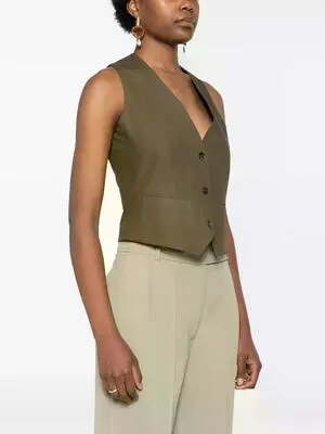 MODES V-neck Cotton Waistcoat - Green